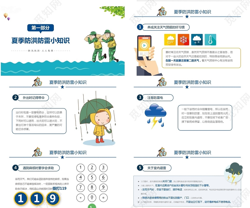 安全教育2020年汛期防洪防灾减灾洪灾山体滑坡预防知识培训通用PPT模板下载 觅知网