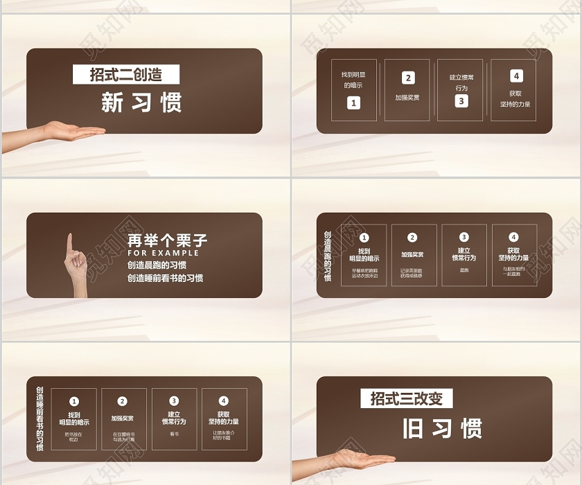 淡雅简约好书推荐习惯的力量读书分享PPT模板下载 觅知网